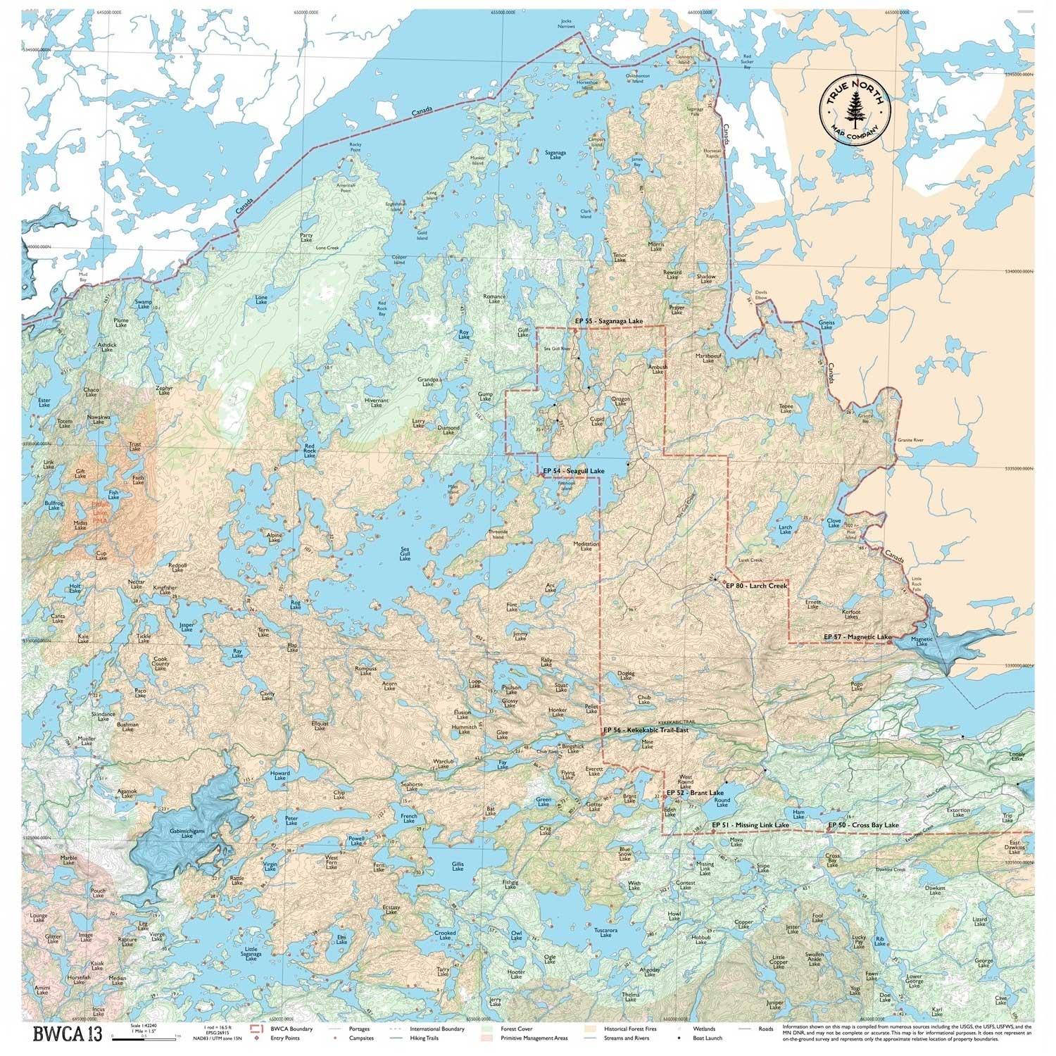 Cloth Map 13 By True North Maps | Boundary Waters Catalog